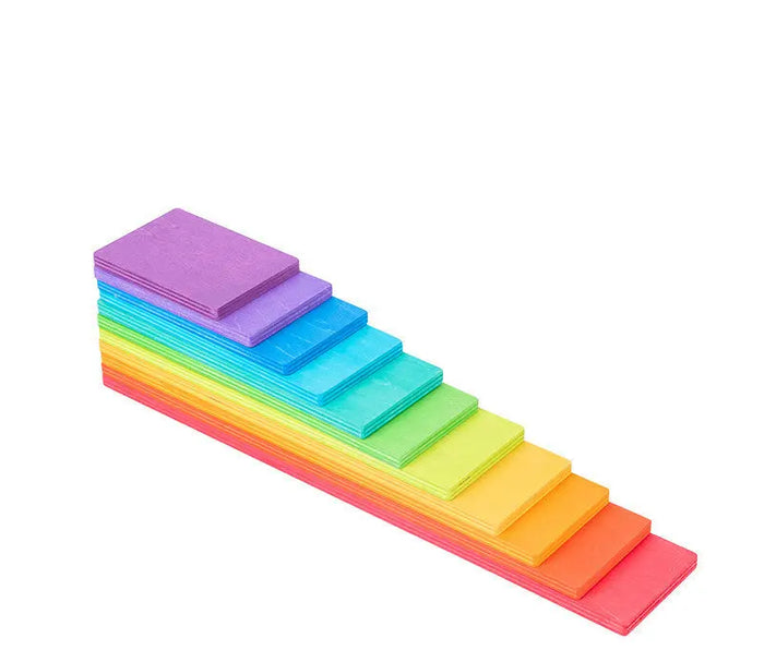 Wooden Rainbow Building Blocks - Montessori Building Toy for Kids