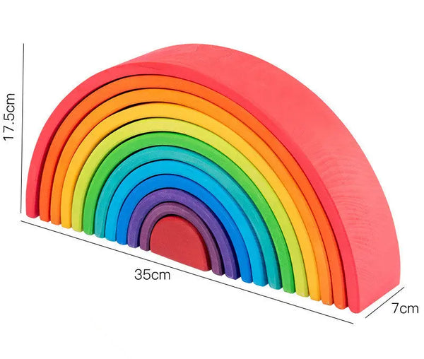 Wooden Rainbow Building Blocks - Montessori Building Toy for Kids