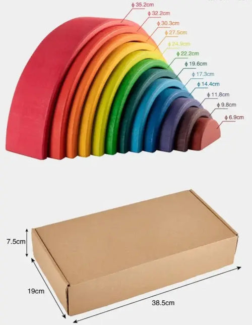 Wooden Rainbow Building Blocks - Montessori Building Toy for Kids
