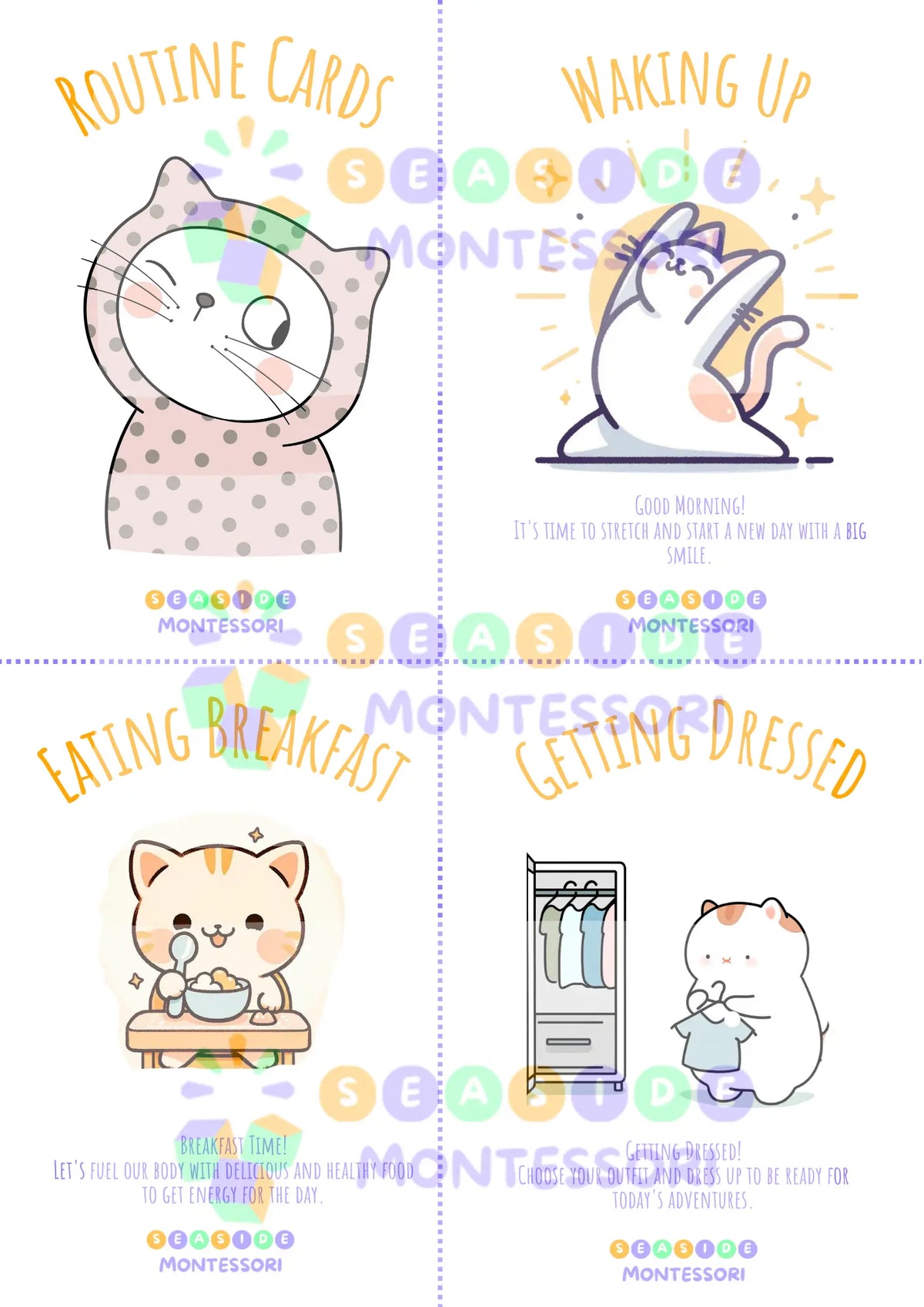 Montessori Routine Cards - READY-TO-PRINT Freebie Seaside-Montessori