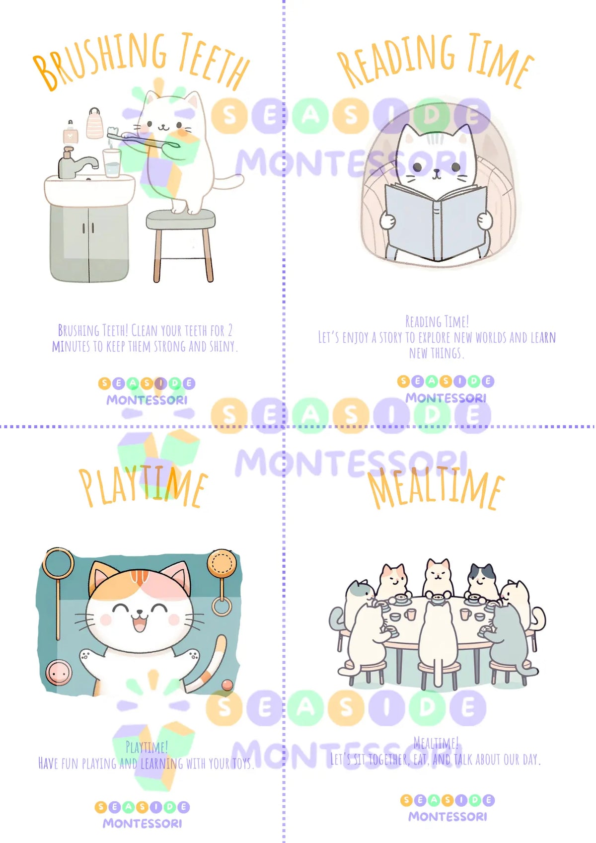 Montessori Routine Cards - READY-TO-PRINT Freebie Seaside-Montessori