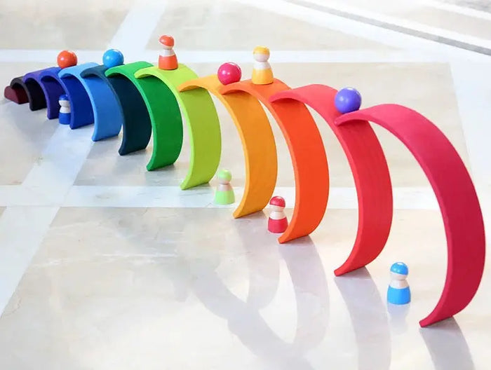 Wooden Rainbow Building Blocks - Montessori Building Toy for Kids