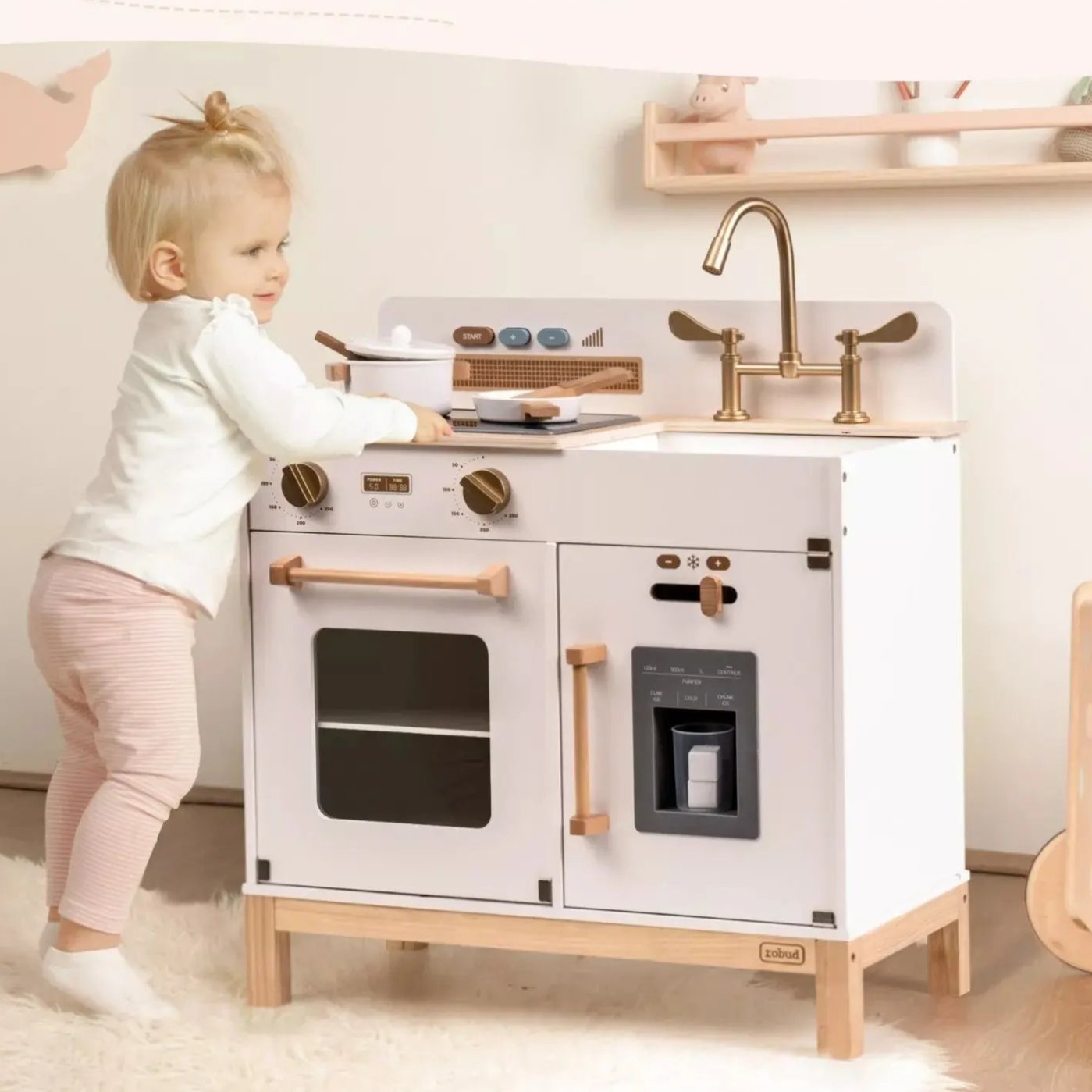Wooden Role-Play Kitchen | Montessori Interactive & Safe Toy Kitchen