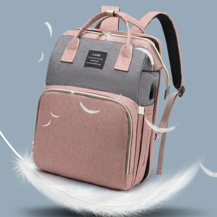Multifunctional Mom Backpack with expandable changing pad compartment